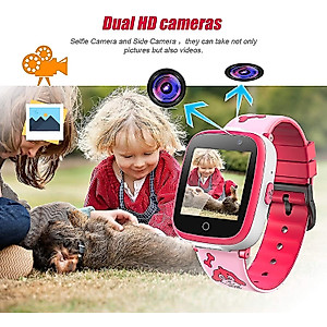 TOPUSER Game Smart Watch with 6 Puzzle Games 2 Way Phone Call Music Player Smartwatch Dual Camera Video Alarm Clock SOS Call Phone Watch Calculator Smart Watches Learning Toys for Birthday Gift