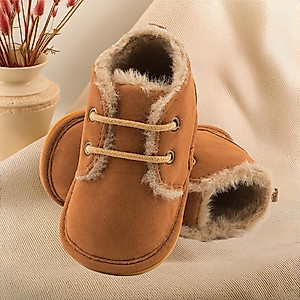 CENCIRILY Baby Booties Newborn Girl Boy shoes Infant Fleece Cozy Fur Lining Winter Warm Ankle Boots Rubber Sole Anti-Slip Prewalker Boots