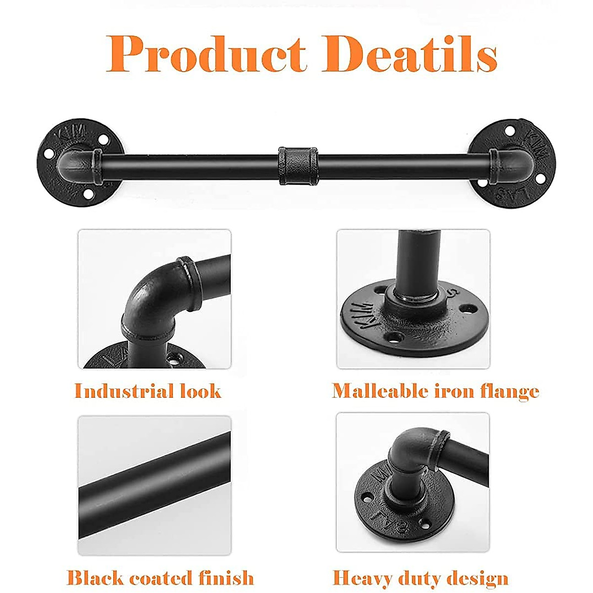 Industrial Pipe Towel Rack Towel Bar 32 Inch, Heavy Duty Wall Mounted Rustic Farmhouse Bath Towel Holder for Bath Bathroom Kitchen