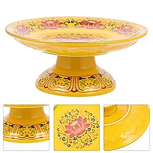 Buddhist Plate Offering Bowls Tray: Fruit Tray Food Dessert Snack Blessing Fruit Tray Ceramics Bowl for Altar Use Rituals Incense Smudging Decoration