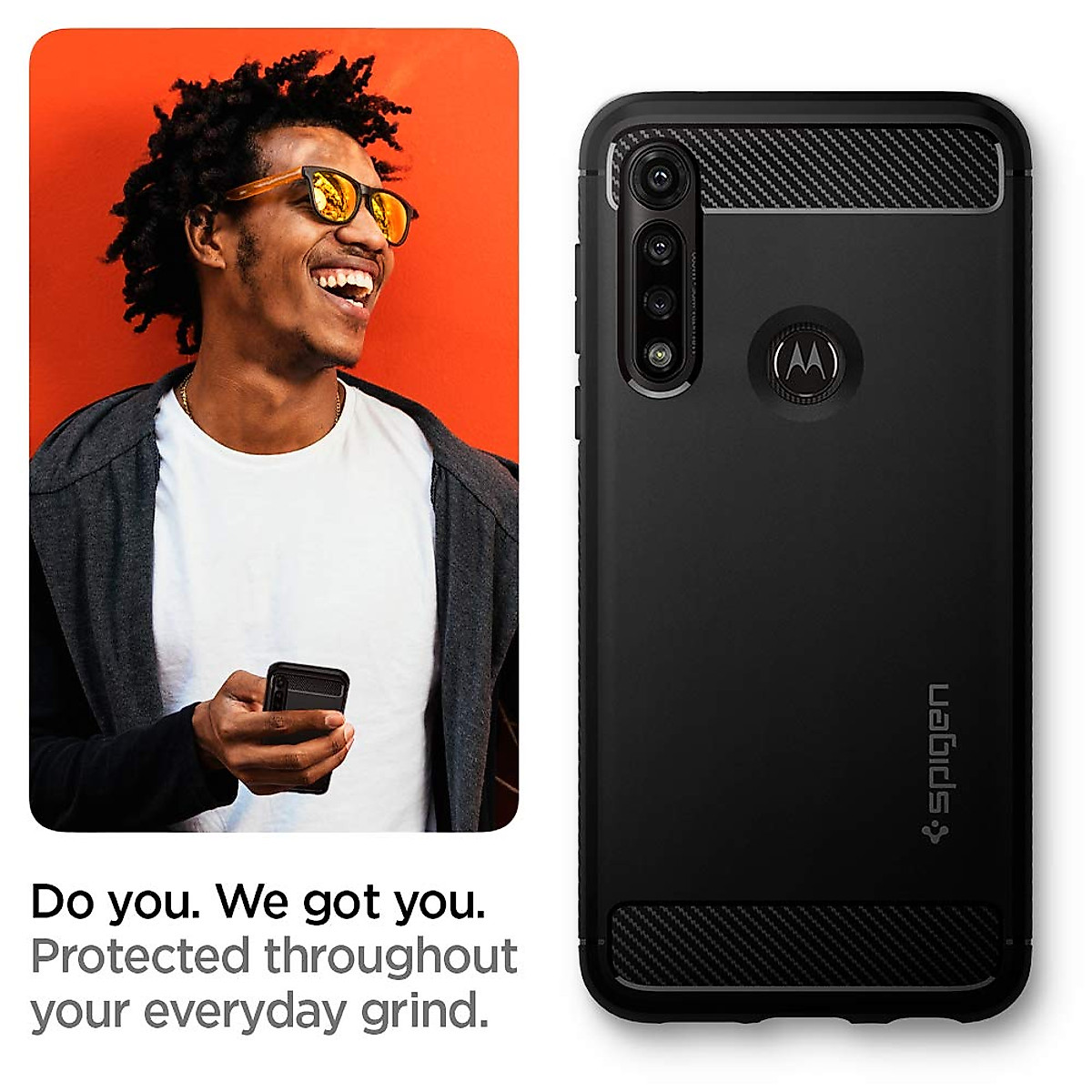 Spigen Rugged Armor Designed for Moto G Power Case (2020) - Matte Black