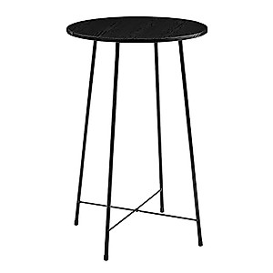 VECELO Round Bar Table, Classic Bistro Pub Furniture,Small Spaces Saving for Dining Room Breakfast,Coffee, Easy to Assemble, Black