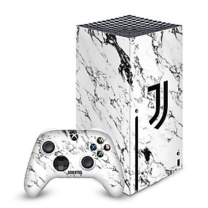 Head Case Designs Officially Licensed Juventus Football Club White Marble Art Vinyl Sticker Gaming Skin Decal Cover Compatible with Xbox Series X Console and Controller Bundle