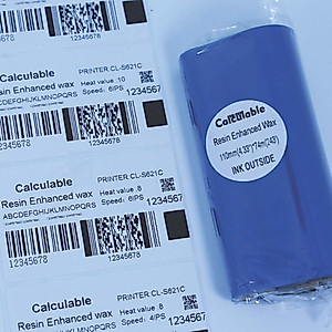 Calculable 24 Rolls 4.33" x243' (110mm X 74m) Thermal Transfer Wax Ribbon Barcode Ribbons Wax Ribbons 1inch Core and 1/2inch Vice Core for Datamax Zebra Intermec Sato Eltron