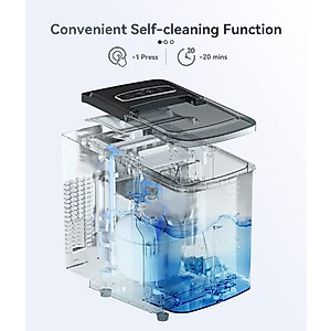 ecozy Portable Ice Maker Countertop, 9 Cubes Ready in 6 Mins, 26 lbs in 24 Hours, Self-Cleaning Ice Maker Machine with Ice Bags/Ice Scoop/Ice Basket for Home Kitchen Office Bar Party, Silver