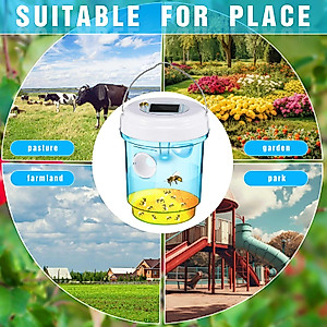 2 Pack Wasp Traps Outdoor Hanging Fly Traps with UV LED Light Solar Powered Hornet Trap Non-Toxic Reusable Hornet Traps Wasp Killer for Indoor Outdoor Patio Garden Home (Blue)