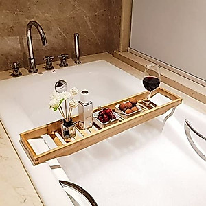 ZLXDP Bathtub Rack Tray Bathroom Storage Rack Bath Bridge Multi-Function for Book Organizer Wine Glass Shelf