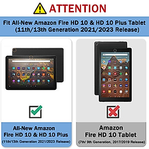 ZoneFoker Case for All New Kindle Fire HD 10 Tablet & Fire HD 10 Plus (11th/13th Generation, 2021/2023 Released), 360 Degree Rotating Stand Cover with Auto Sleep/Wake & Pencil Holder, Marble Blue