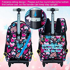 gxtvo 3pcs Rolling Backpack for Women, Adult Roller Bookbag Set with Wheels, Wheeled Shcool Bag for Girls