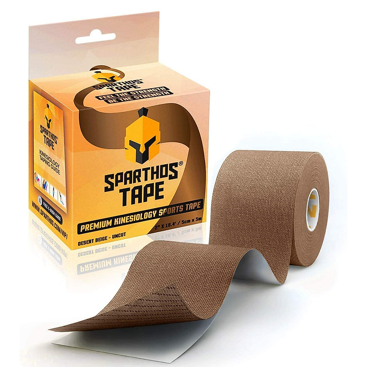 Sparthos Kinesiology Tape [Mountain Brown - 16.4ft Uncut Roll] x Ice Packs for Injuries [Size Medium + Cover]