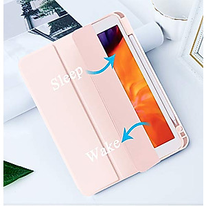 SIWENGDE Cases for iPad Pro 12.9 Case 6th/5th/4th Generation (2022/2021/2020) with Pencil Holder [Apple Pencil Wireless Charging] Soft TPU Smart Tri-fold Stand Protective Cover(Pink)