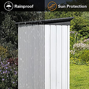 KELRIA 5Ft x 3Ft Outdoor Metal Garden Shed, Steel Garden Storage Shed with Single Lockable Door & Vents, Waterproof Anti-Corrosion Tool Storage Clearance for Backyard Patio Lawn, White