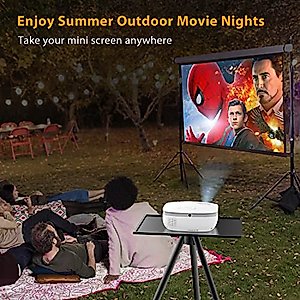 Mini Projector with WiFi - 100" Screen Included, 7500LUX Brightness, Full HD 1080P Resolution Supported and Compatibility with Roku Stick, Android, and iPhone