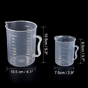 uxcell Measuring Cup 300ml 300ml 1000ml Set of 3, PP Plastic Graduated Beaker Transparent with Handle for Lab Kitchen Liquids