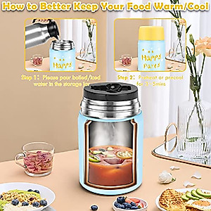 SSAWcasa Thermos for Hot Food, 27oz Soup Thermos for Adults, Wide Mouth Stainless Steel Food Thermos Jar, Insulated Lunch Container with Spoon, Leak Proof Thermal Bento Box Flask Meal Carrier