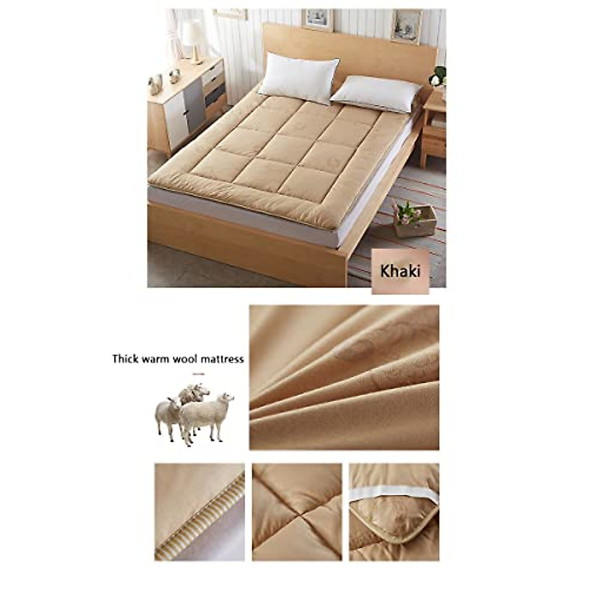 KASAN Japanese Floor Mattress, Japanese Futon Mattress Foldable Mattress, Mattress Tatami Mat with Washable Cover, Easy to Store and Portable for Camping,Brown,200x220cm (79x87in)