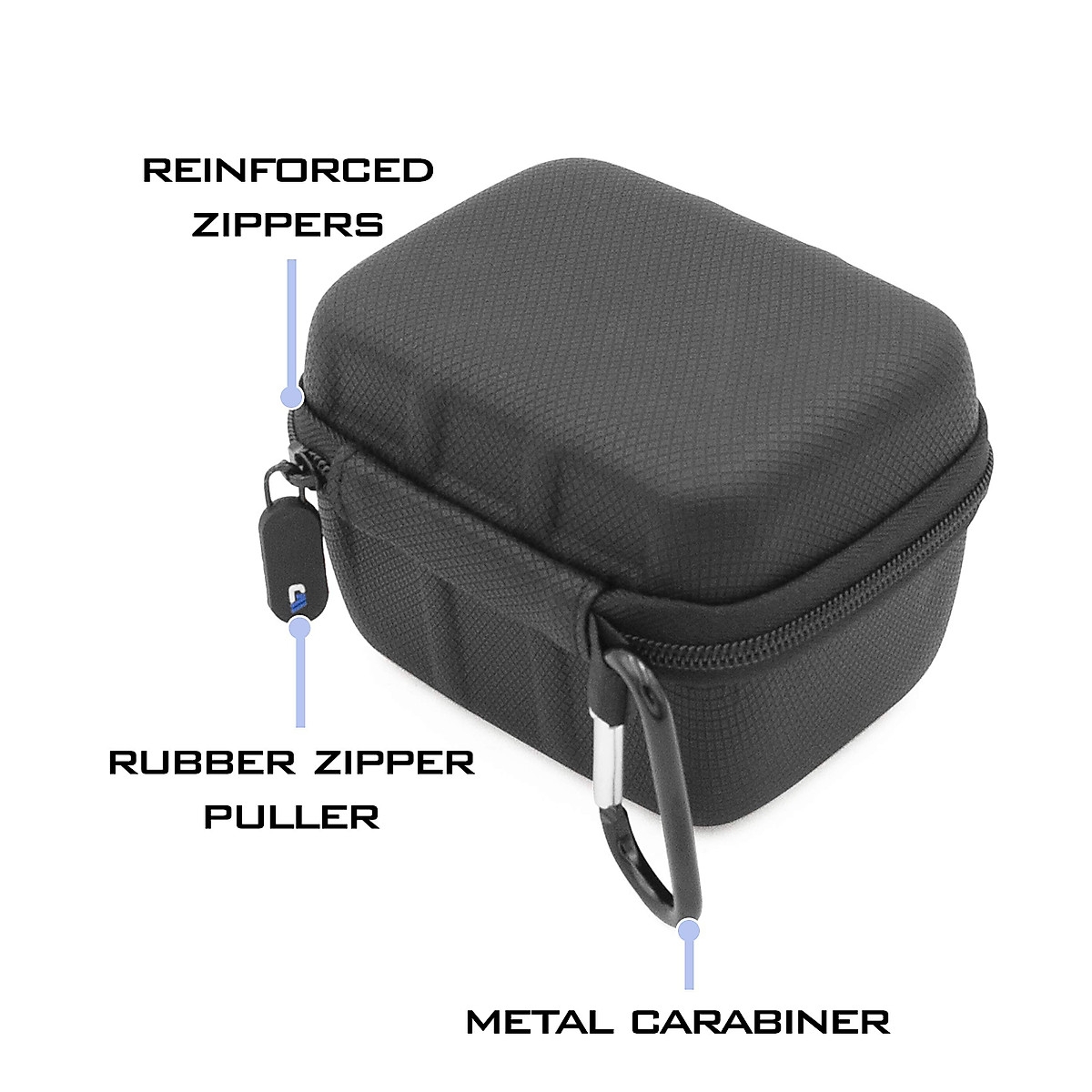 CASEMATIX Card Deck Box for Up to 200 Cards - Hard Shell Playing Card Case with Non-Scratch Fabrics and Metal Carabiner Compatible with Magic The Gathering and Other TCGs, Case Only