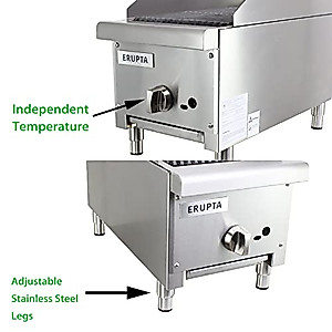 ERUPTA Commercial gas Charbroilers 12'' Natural/Propane Gas grill with 1 Burners BTU 28,000 Restaurant Equipment