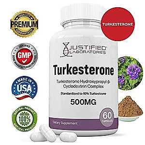 Justified Laboratories (2 Pack Turkesterone 500mg 10% Standardized Naturally Increase Stamina Endurance Strength 120 Capsules