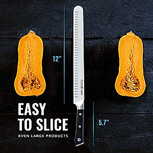 Cutluxe Slicing Carving Knife – 12" Brisket Knife, Meat Cutting and BBQ Knife – Razor Sharp German Steel – Full Tang & Ergonomic Handle Design – Artisan Series