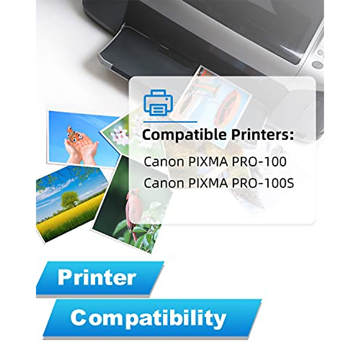 Compatible CLI-42 Ink Cartridges Replacement for Canon CLI-42 CLI42 Pixma PRO-100 Ink Work for Pixma Pro100 Printer, (8 Combo Pack, C42BK C42C C42M C42Y C42PC C42PM C42GY C42LGY)