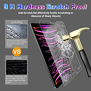 QHOHQ [2+2 Pack] Tempered Glass Screen Protector for iPad Pro 12.9 2022/2021/2020 (6th/5th/4th Generation) with Camera Lens Protector, Ultra HD, Anti-Scratch, Designed for Face ID＆Apple Pencil