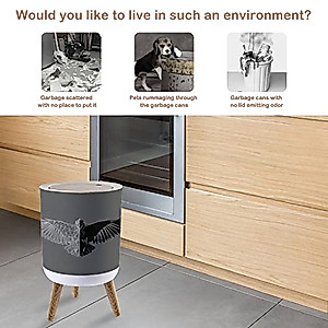 Small Trash Can with Lid Raven in Flight on Grey Low Triangular and Wireframe EPS 8 Isolated 7 Liter Round Garbage Can Elasticity Press Cover Lid Wastebasket for Kitchen Bathroom Office 1.8 Gallon