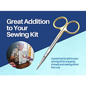 Scissors 4.5 inch Straight Gold Plated handle Dental Surgical art & craft BY Wise Linkers