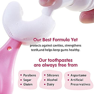 Kids Foam Toothpaste with Low Fluoride - Anti-Cavity, Whitening and Fresh, Gentle Teeth Whitening Foam Toothpaste Kids for U-Shape Toothbrush, Ages 3 Plus - 60ml (Strawberry)