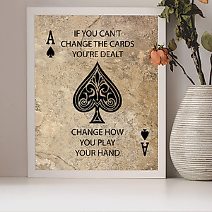 Can't Change Hand - Motivational Wall Art Print, Inspiring Playing Card Picture Print, Motivational Wall Decor for Living Room Decor, Home Decor, Office, Great Gift For Loved Ones, Unframed 8 x10