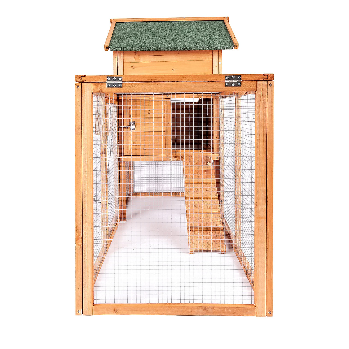 Chicken Coop Outdoor Wooden Rabbit Hutch Poultry House with Chicken Run Cage, Egg Box & Waterproof Roof (80")