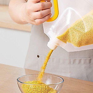 5pcsFood Storage Bags, Grain Moisture-proof Sealed Bag,Stand Up Food Bags Large Reusable Sealed Bag with Handle and Cap BPA Free