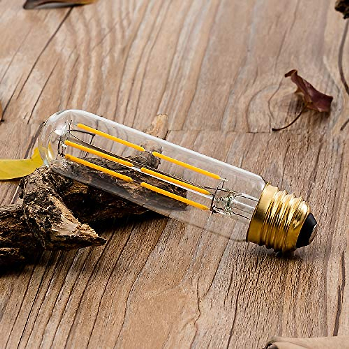 Adshen-US T10 LED Tubular Light Bulbs,Warm White 2700K,6W Dimmable Tube Vintage Led Filament Bulbs 60 Watt Equivalent,E26 Medium Base,LED Edison Bulb for Desk Lamp,Pendant Lights,4-Pack