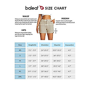 BALEAF Women's 4.5" Hiking Shorts Quick Dry Rip Stop Lightweight Athletic Shorts Stretch with Chop Pork Pockets Zipper UPF 50+ Khaki M