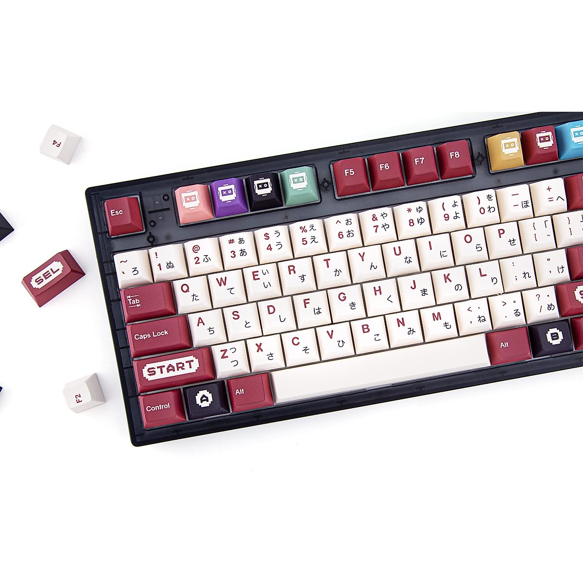Cherry Profile PBT Keycaps 141 Keys Set Custom Dye Sublimation ANSI Layout for Cherry MX Switches Gateron Kailh Box Mechanical Keyboards Retro FC Gaming Theme