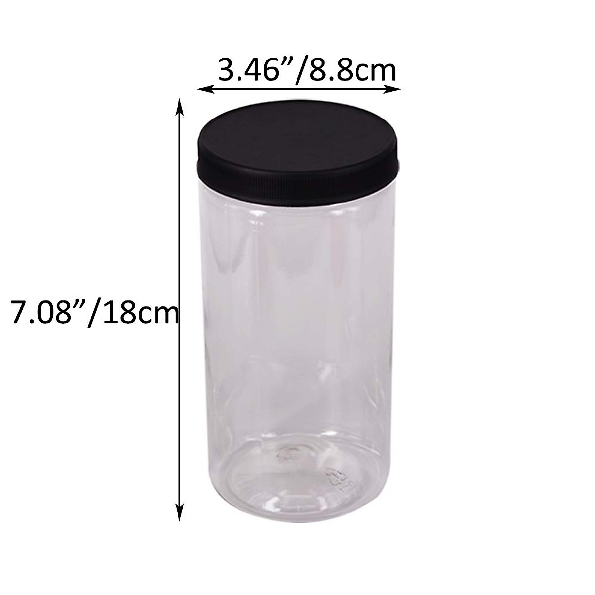 zmybcpack 6 Pack 32 OZ Large Clear Plastic Storage Jars with Lids & Labels,A Pen - Wide Opening Durable Round Containers -PET Container Pantry, Home & Kitchen Storage