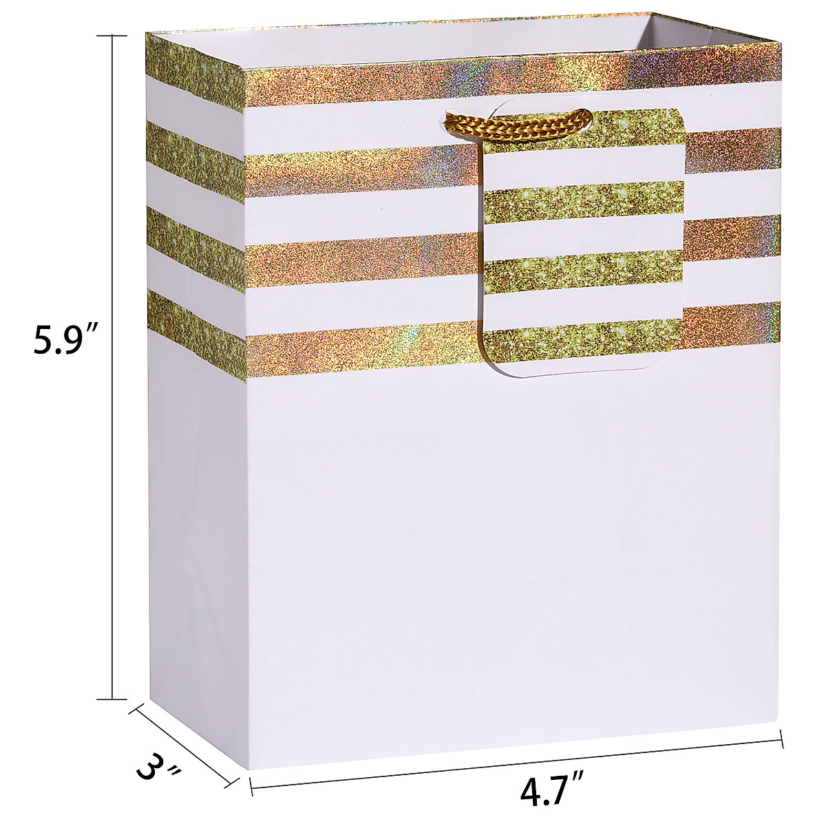 SUNCOLOR 12 Pack 6" Small Gift Bags (Gold Stripe)