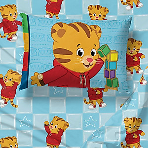 Daniel Tiger's Neighborhood Tiger Trolley 4 Piece Toddler Bed Set – Includes Comforter & Sheet Set Bedding - Super Soft Fade Resistant Microfiber (Official Daniel Tiger's Neighborhood Product)
