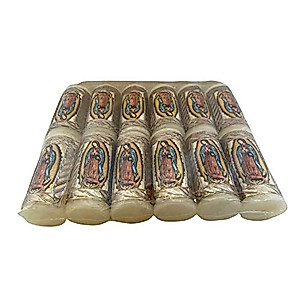 Mini Cirio Repujado 3" con Virgen De Guadalupe ,Mini Paschal Candle Embossed[12 Pcs}