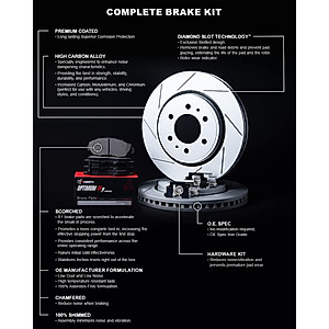 R1 Concepts Rear Brakes and Rotors Kit |Rear Brake Pads| Brake Rotors and Pads| Optimum OEp Brake Pads and Rotors| Hardware Kit WLUH1-67196