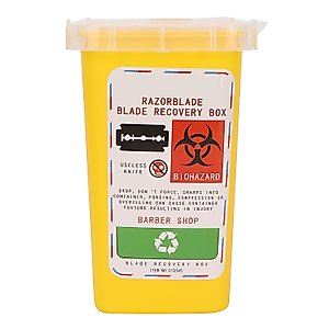 Sharps Disposal Container, Disposal Blade Container Barbershop Hair Salon Shaving Knife Blade Disposal Collect Box(yellow)