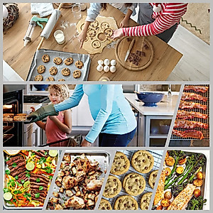 N&S AMOCWJ Stainless Steel Baking Pan with Rack , Cookie Sheet with Cooling Rack,Baking Tray For Oven,Nonstick Baking Sheet Warp Resistant & Heavy Duty & Rust Free (XL), Silver (BK252)