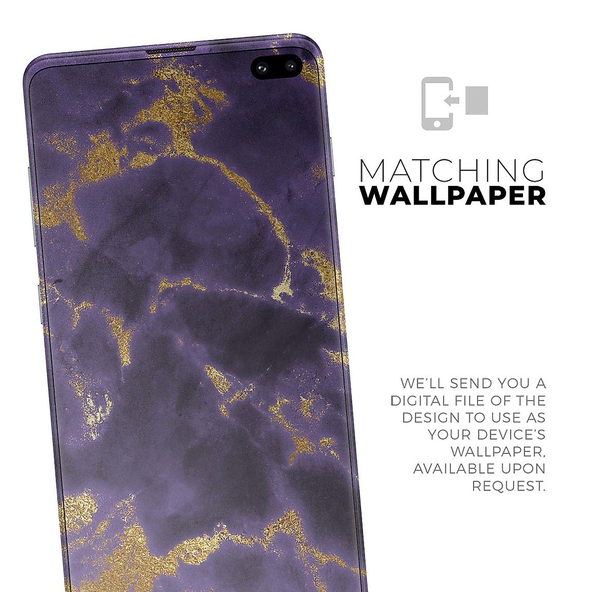 DesignSkinz Purple Marble & Digital Gold Foil V3 2 Protective Vinyl Decal Wrap Skin Cover Compatible with The Samsung Galaxy S20 (Screen Trim & Back Glass Skin)