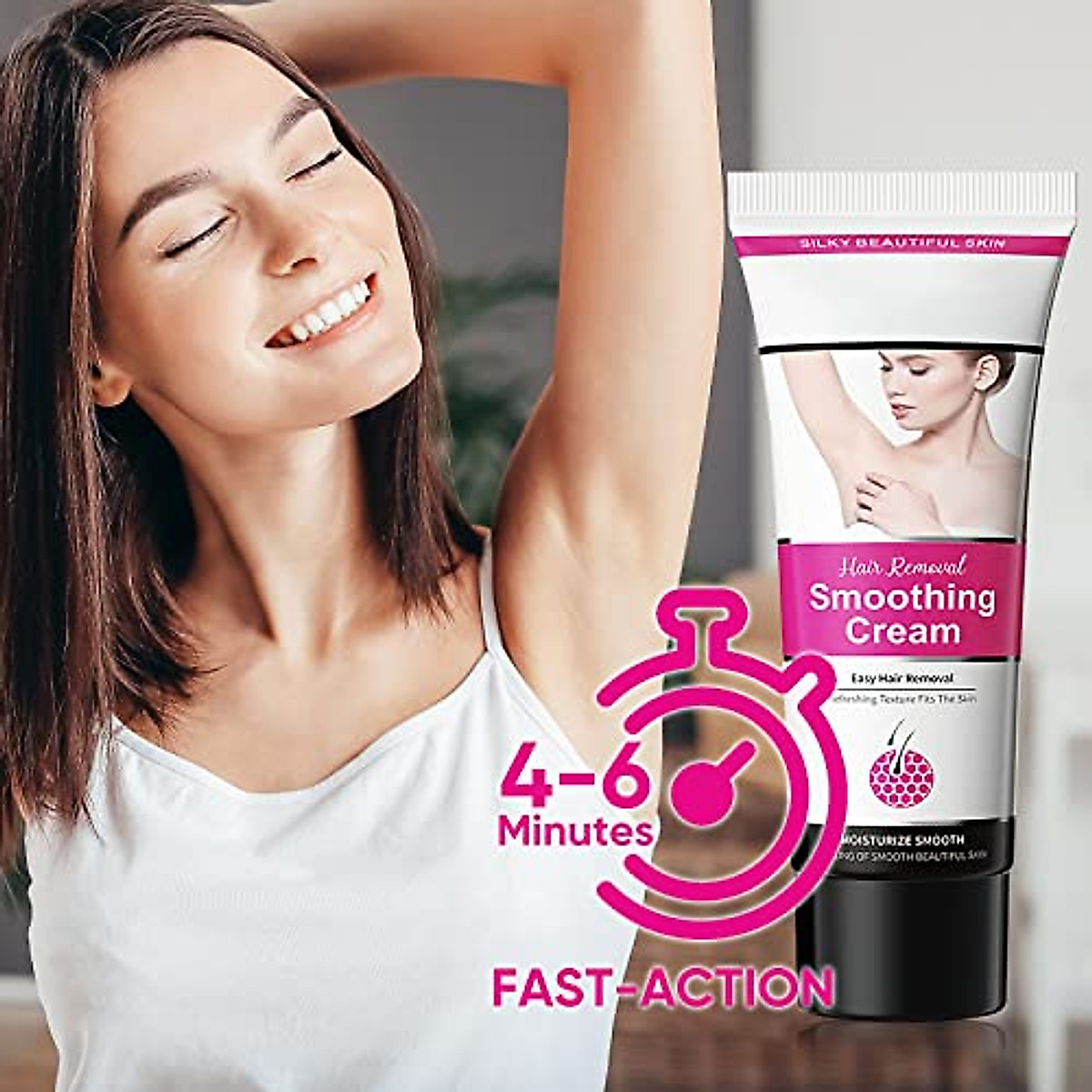 Hair Removal Cream, Painless Hair Remover Depilatory Cream for Underarms Bikini Pubic and Body Fast & Effective Suitable for Women