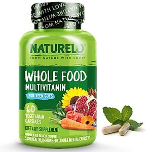 NATURELO Whole Food Multivitamin for Teenage Boys - Vitamins and Minerals Supplement for Active Kids - with Plant Extracts - Non-GMO - Vegan & Vegetarian - 60 Capsules