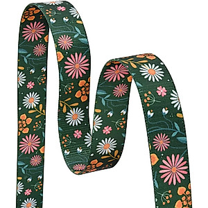 HQYDDMI Dog Collar and Leash Set for Large Dogs, with Floral Print, Soft Comfortable Adjustable Collar for Small Medium Large Dogs, Floral Pattern for Girl Boy Dogs(Set Green Flower,L)