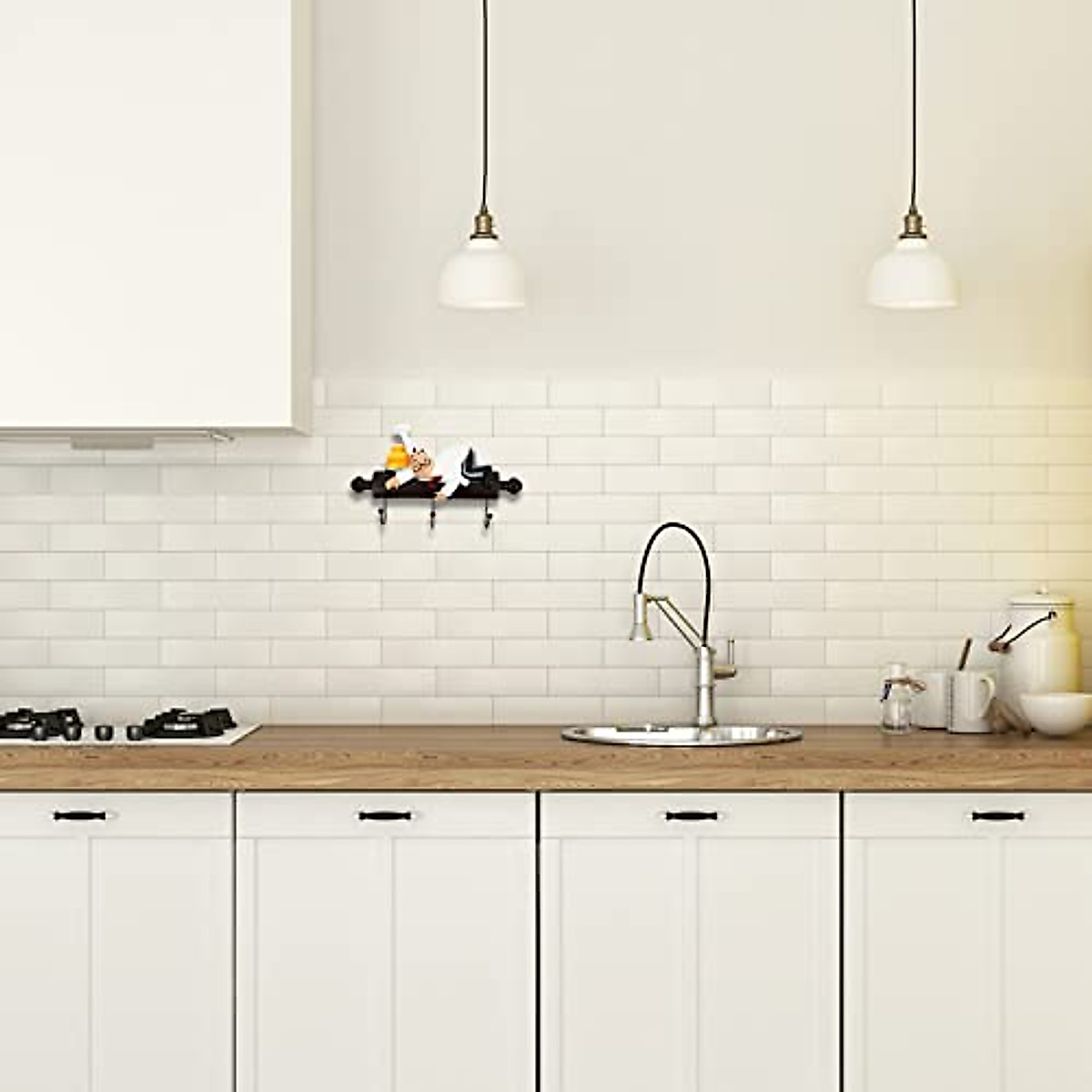 Chef Wall Hanger Fat Chef Wall Hooks Bakery Decorative Chef with Cake Figurine Wall Keys Aprons Utilities Hook Chef Wall Art for Kitchen Wall Decoration