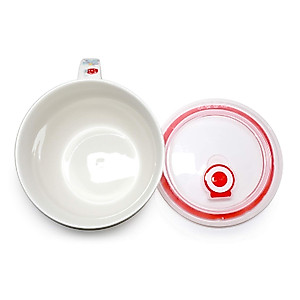 Microwavable Ceramic Noodle Bowl with Handle and Seal Fine Porcelain Floral Design (CherryBlossom)