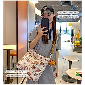 Eaokwfp Kawaii Backpack with Cute Accessories, Tote Bag Cartoon Graphic Laptop Backpack, Large Capacity Casual Travel Daypack (Bear Tote Bag)