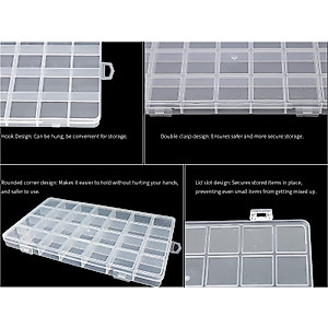 JESEP YONG 4Packs 28 Grids Bead Organizer Plastic Organizer Box with Fixed Dividers-Jewelry, Accessories, and Small Parts Container Clear Box for Jewerly Beads, Sewing, Drawing